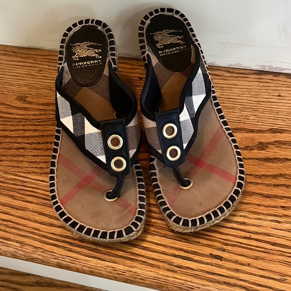Burberry | Shoes | Burberry Wedge Espadrille Sandals | Poshmark